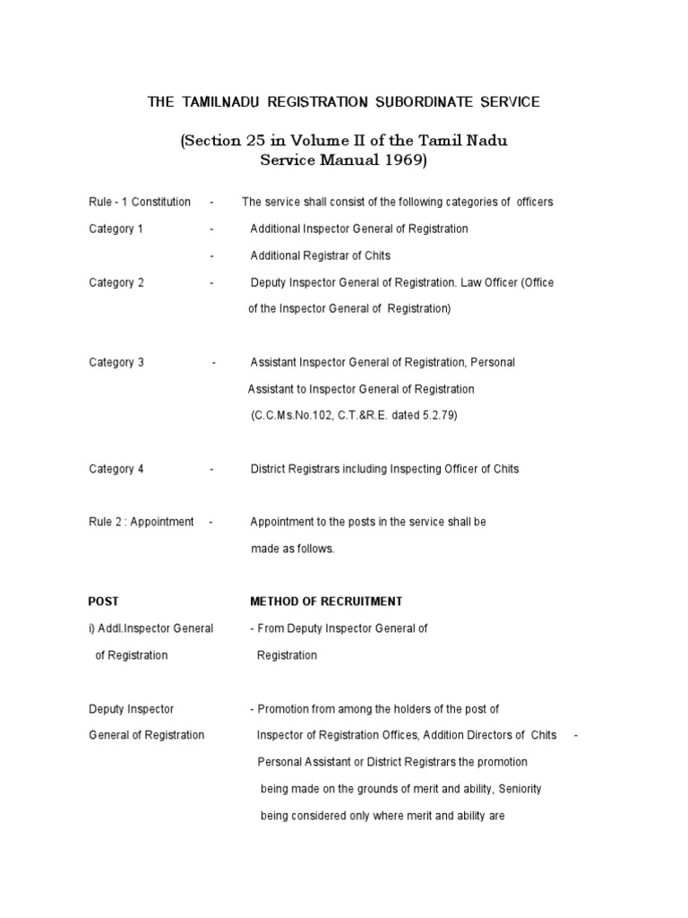 Section 25 in Volume II of The Tamil Nadu Service Manual 1969 | PDF ...