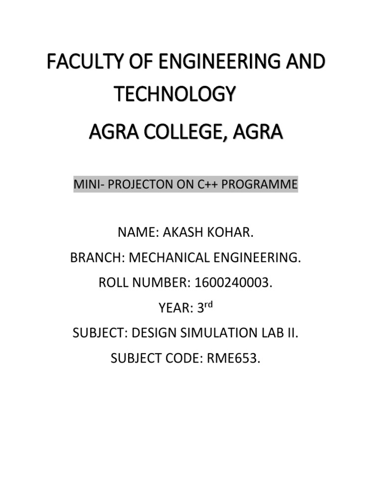 C Mini Project By Akash Kohar Pdf