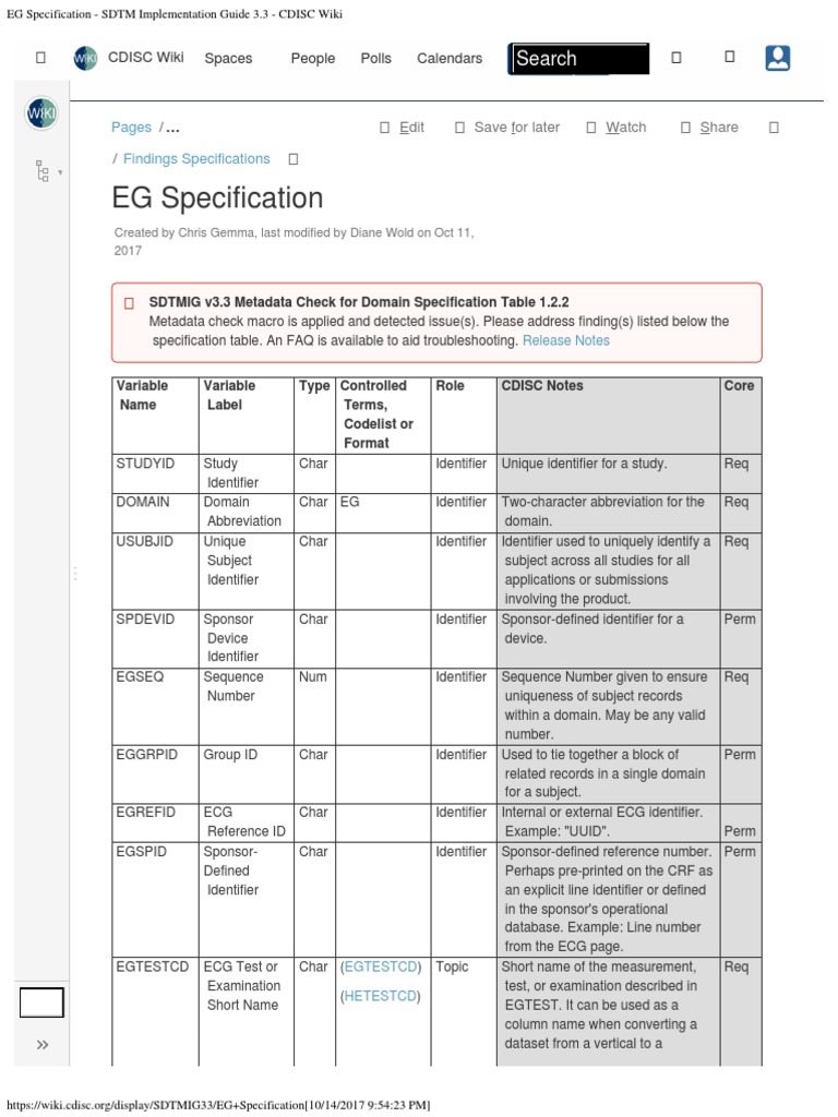 EG Specification - SDTM Implementation Guide 3.3 - CDISC Wiki | PDF ...