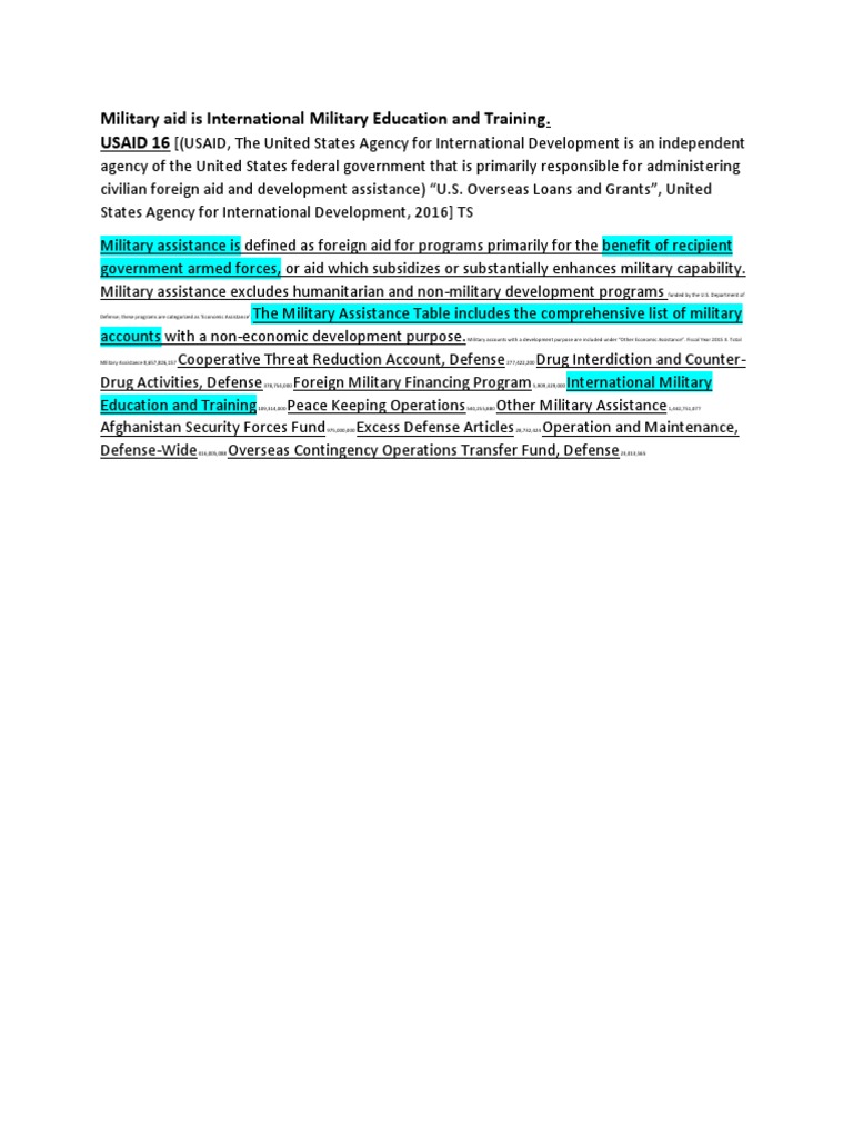 IMET Is Military Aid | PDF