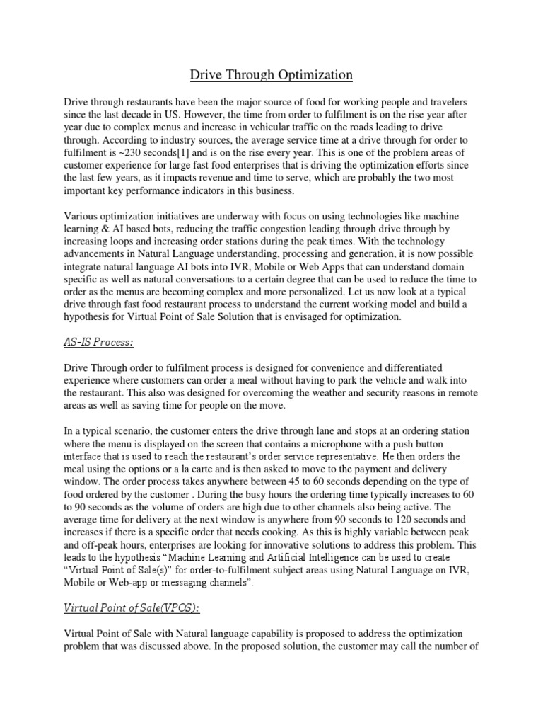 Drive Through Optimization | PDF | Point Of Sale | Speech Recognition