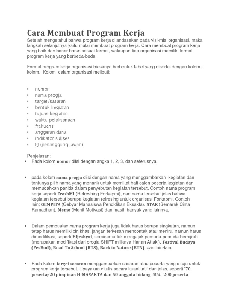 Cara Membuat Program Kerja | PDF