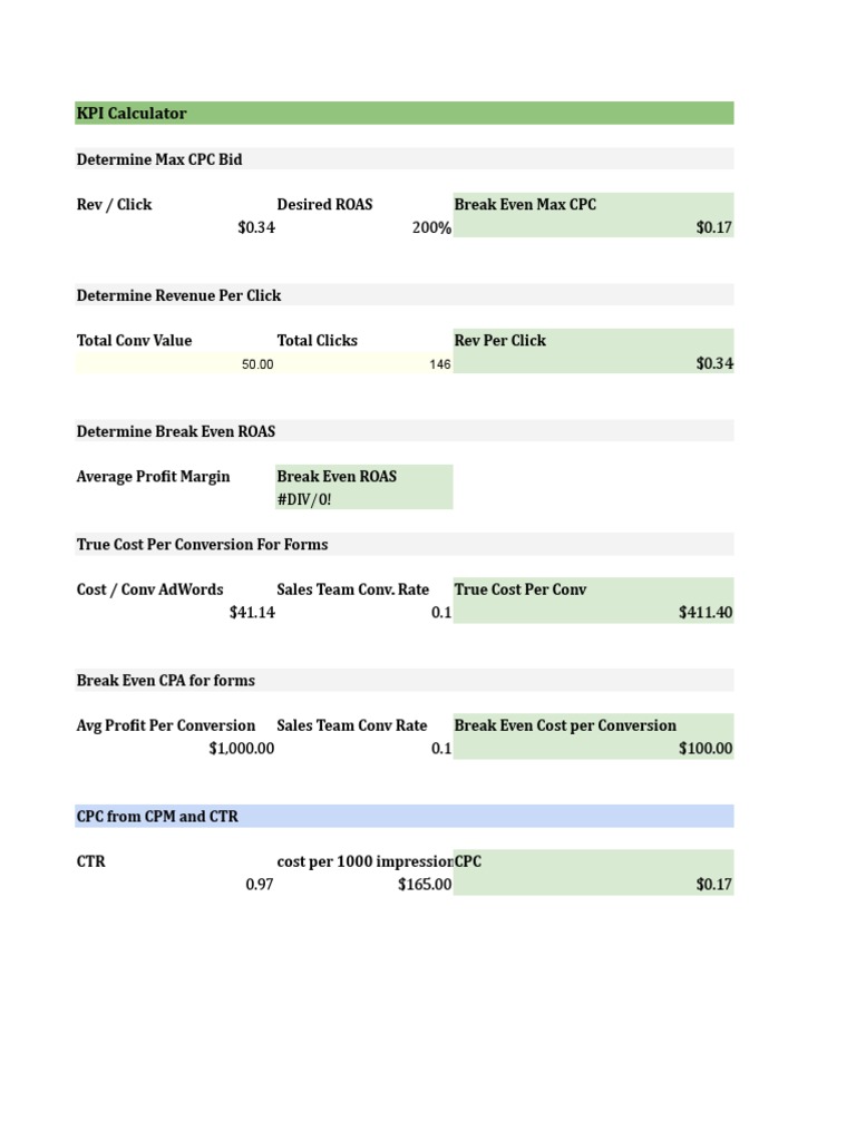 Adwords Formula Calculator | PDF | Media Manipulation | Financial ...