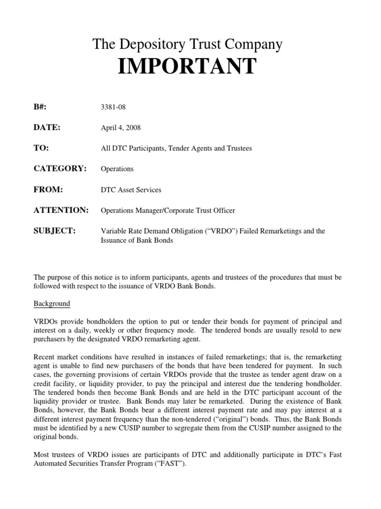 Important: The Depository Trust Company | PDF | Bonds (Finance ...