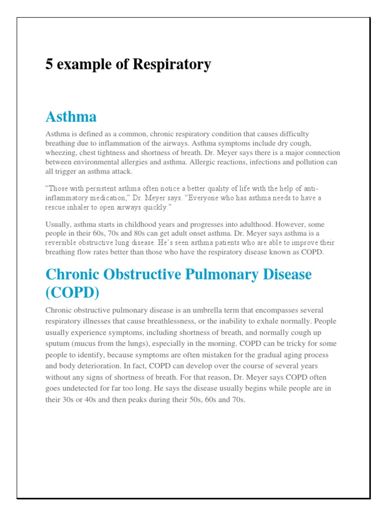 5 Example of Respiratory | Download Free PDF | Chronic Obstructive ...