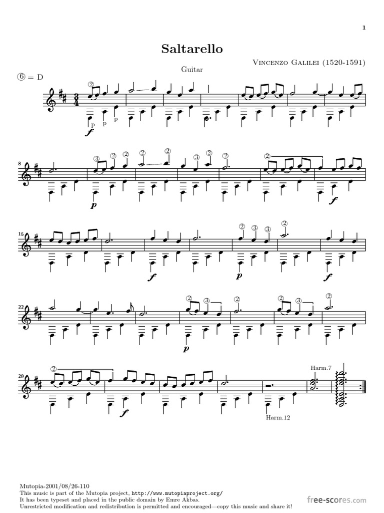 Saltarello by Vincenzo Galilei | PDF
