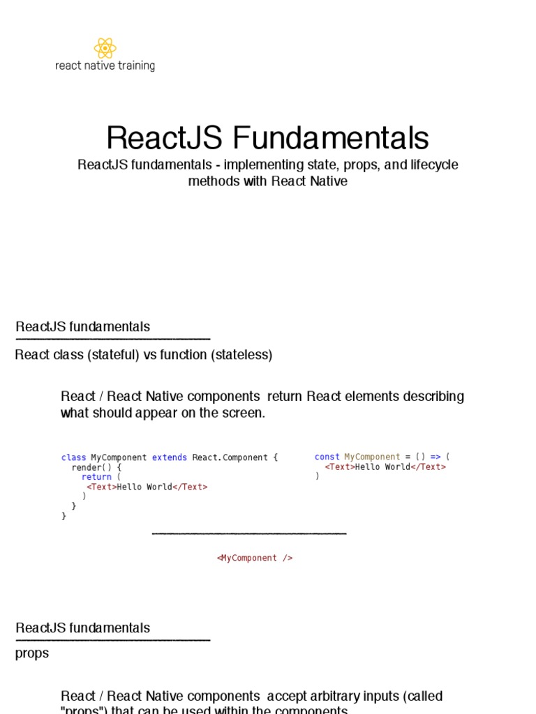 RN Fundamentals | PDF | Constructor (Object Oriented Programming) | Programming