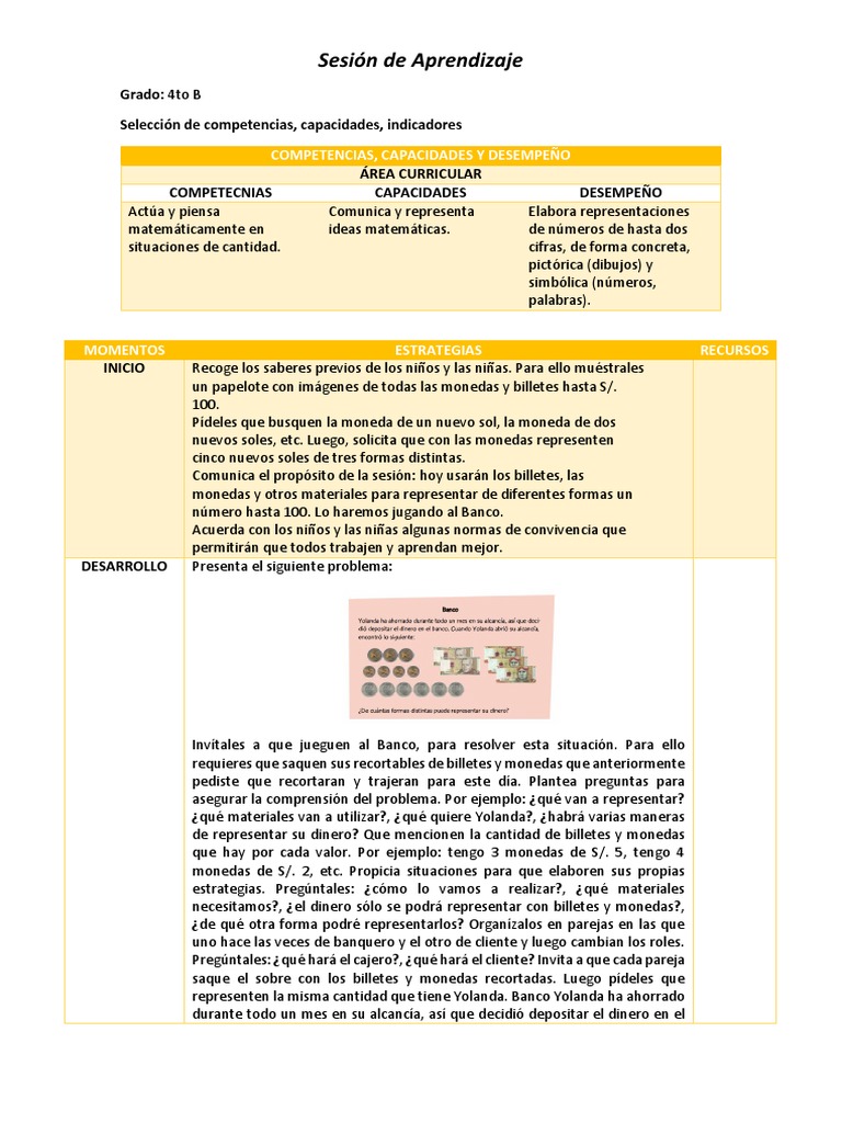 Sesión de Aprendizaje - Uso de Monedas | PDF | Monedas | Dinero