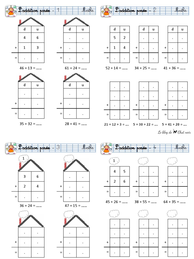 Maisons Addition Posée Exercices CP | PDF