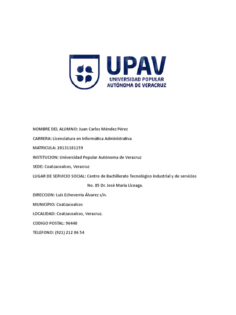 Informe de Servicio Social UPAV 2023 | PDF | Tecnología de información y comunicaciones ...