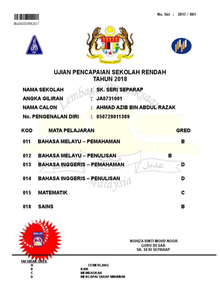 Tapak Sijil Upsr 1 | PDF