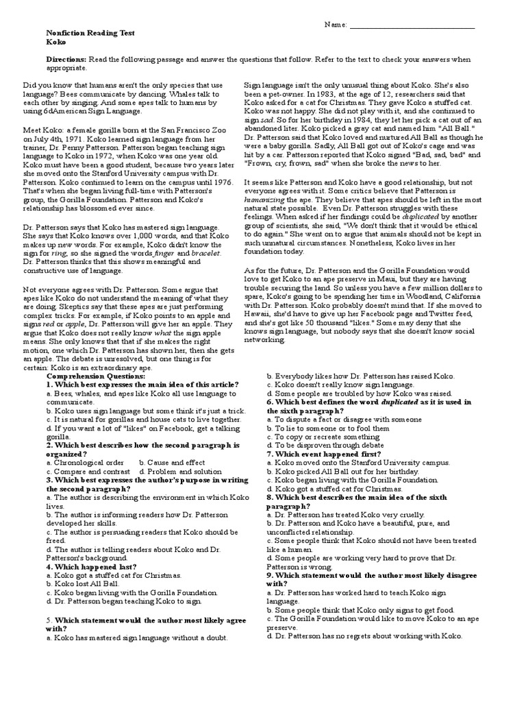 nonfiction-reading-test-koko-pdf