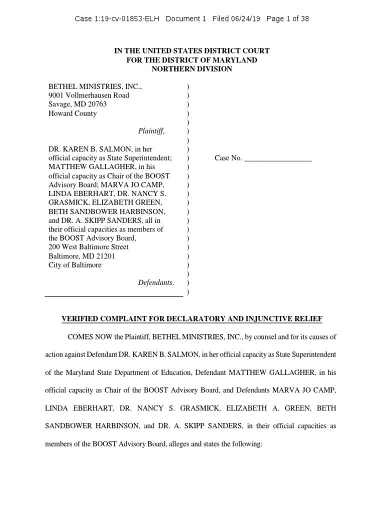 Bethel Complaint | PDF | First Amendment To The United States ...