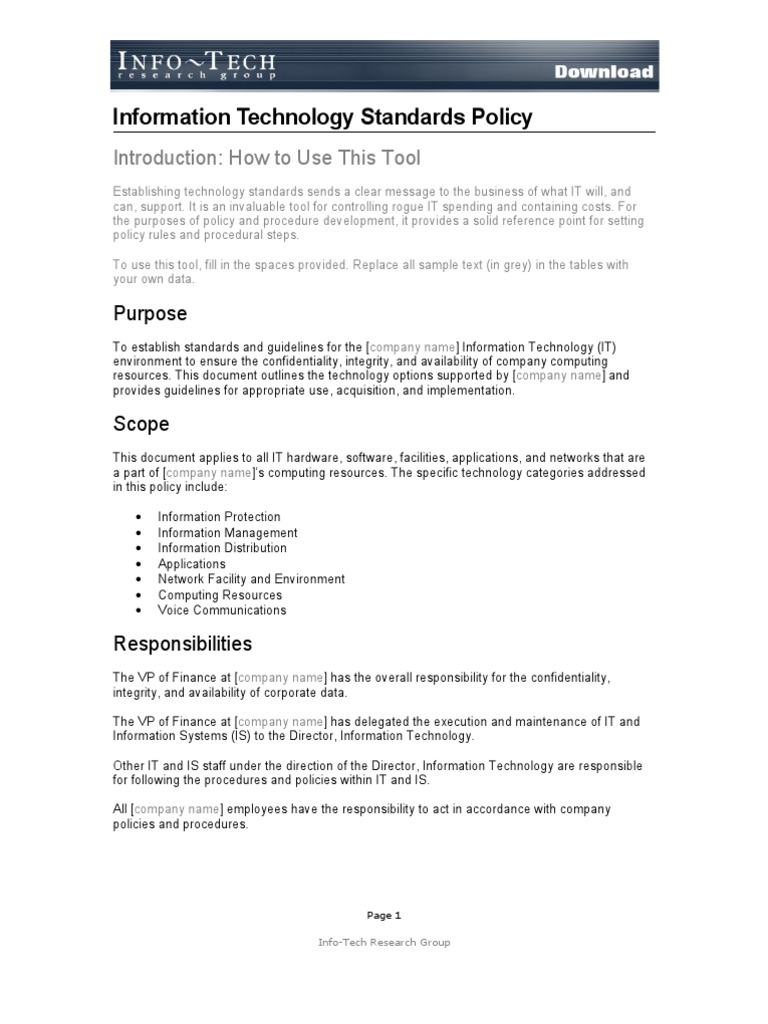Policy Management - 1.3.1r Information Technology Standards Policy ...