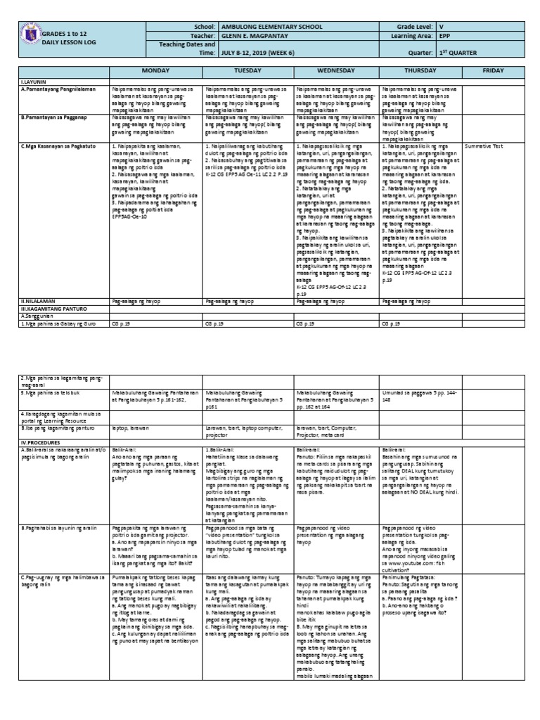 Epp 5 - Q1 - W6 DLL | PDF