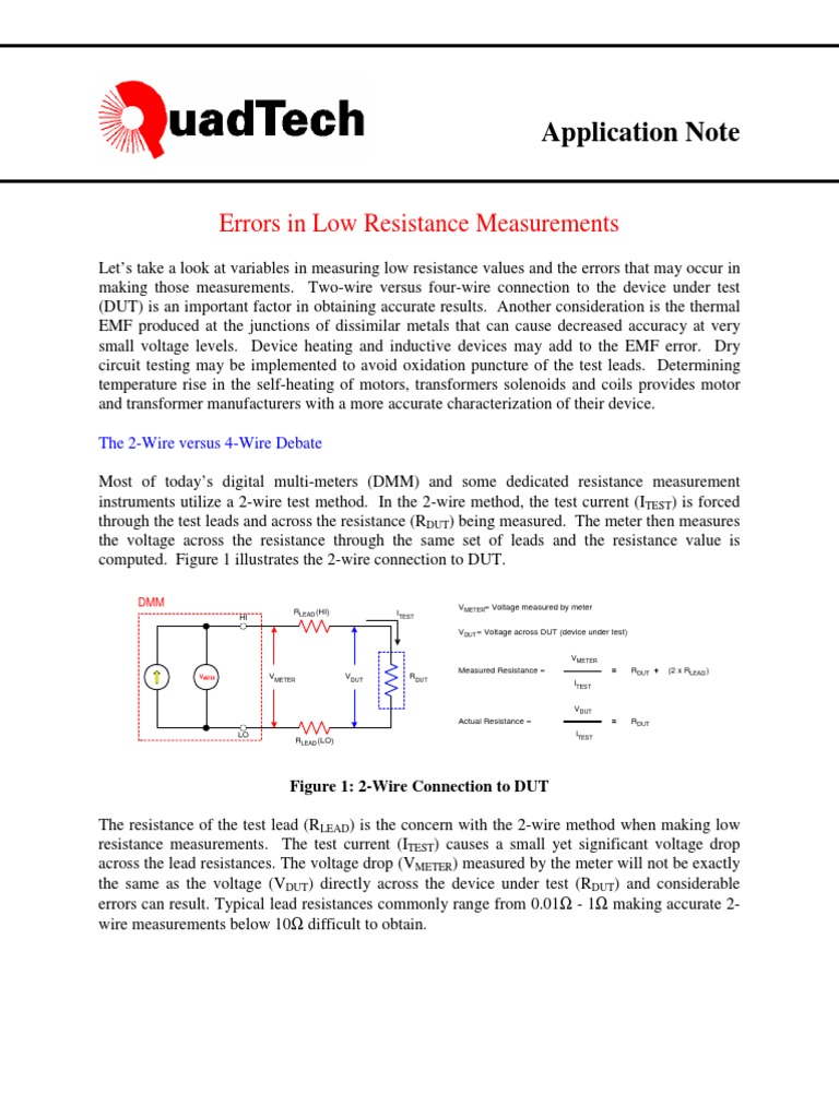 Low Resistance Measurement Errors | PDF | Electrical Resistance And ...