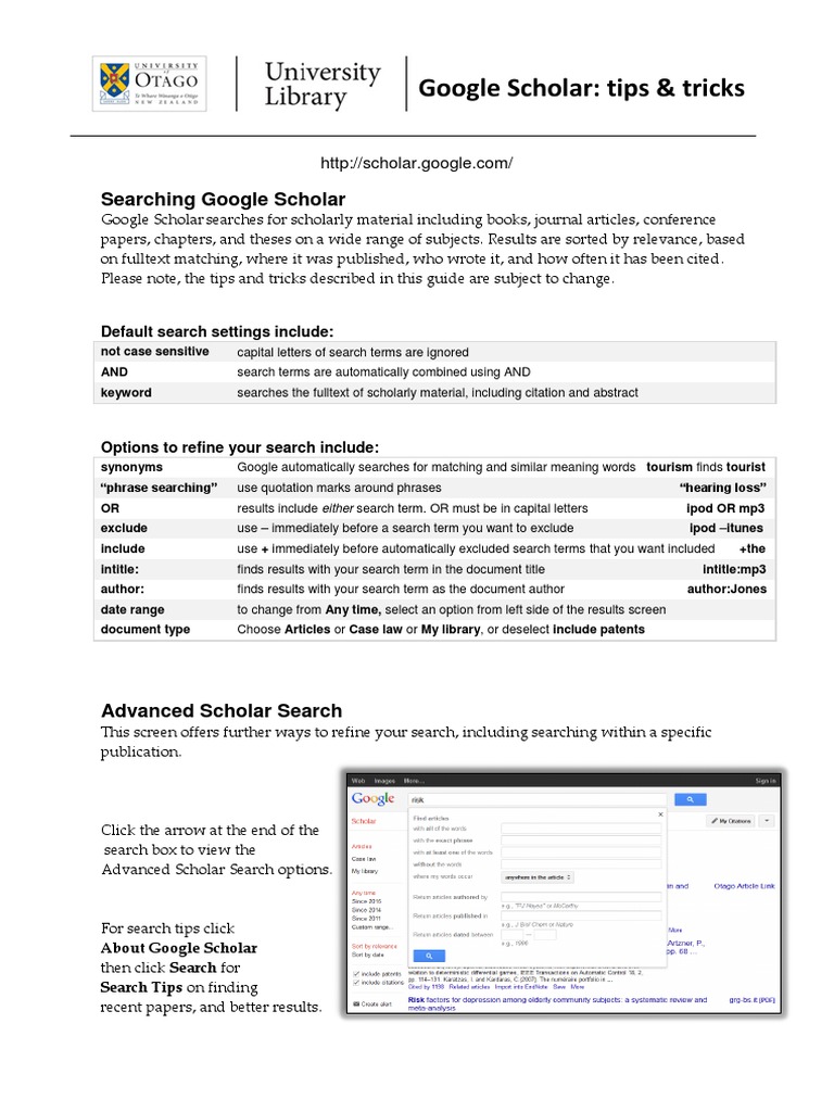Google Scholar Tips PDF | PDF | Citation | Information Science