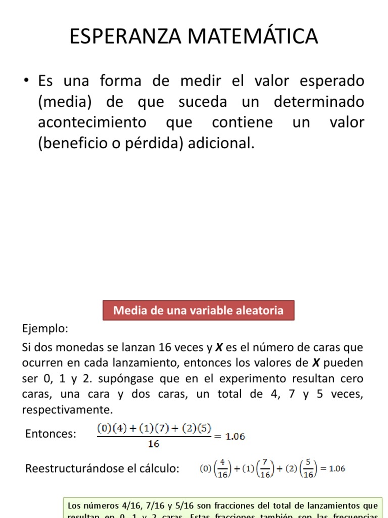 PP Esperanza Matematica y Varianza | PDF | Diferencia | Media