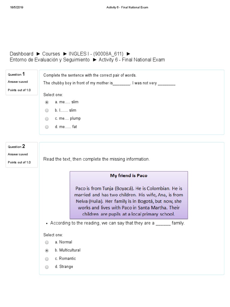 Assessing English Proficiency: A Practice Exam with Multiple Choice ...