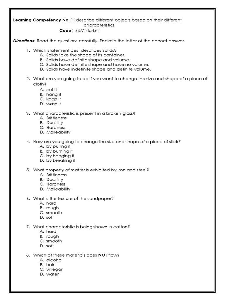 Edited Grade 3 Science Class Questions | PDF | Senses | Plants