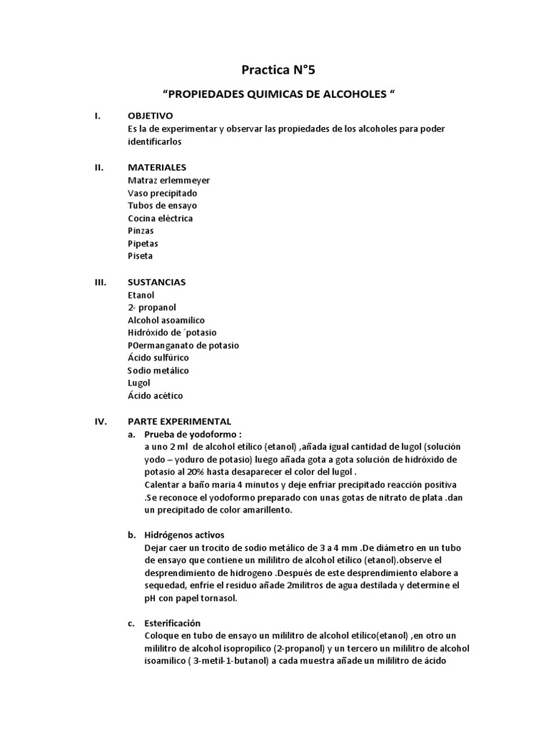 Propiedades químicas de alcoholes: reacciones de oxidación ...