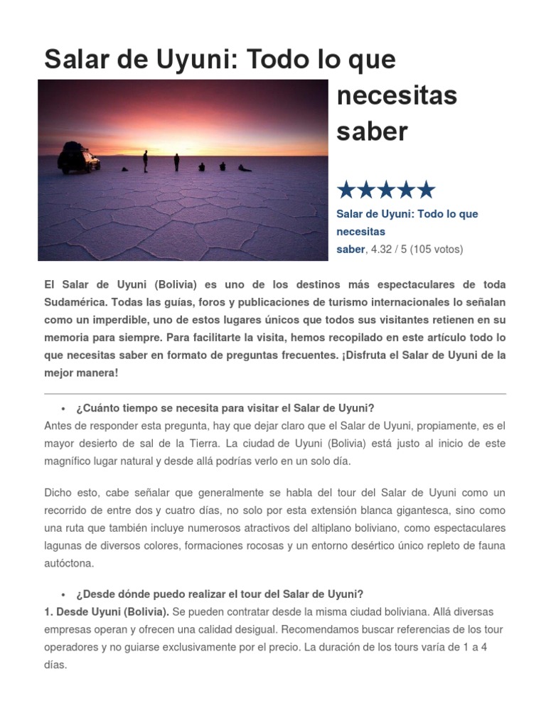 Historia y datos del Salar de Uyuni | PDF | Bolivia | Chile