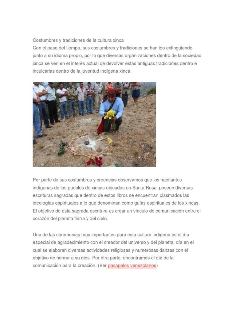 Costumbres y Tradiciones del Pueblo Xinca | PDF | Civilización maya ...