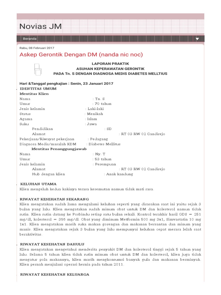 Askep Gerontik Dengan DM Nanda Nic Noc - HTML | PDF