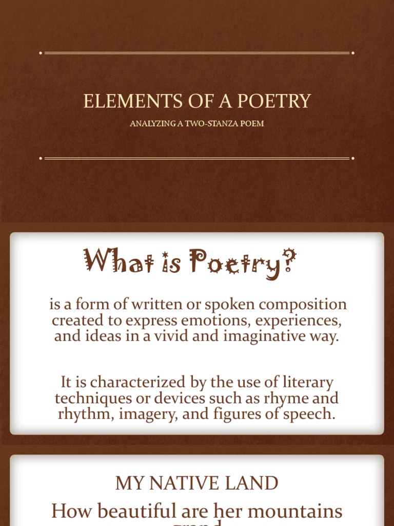 Elements of A Poetry: Analyzing A Two-Stanza Poem | PDF | Rhyme | Poetry