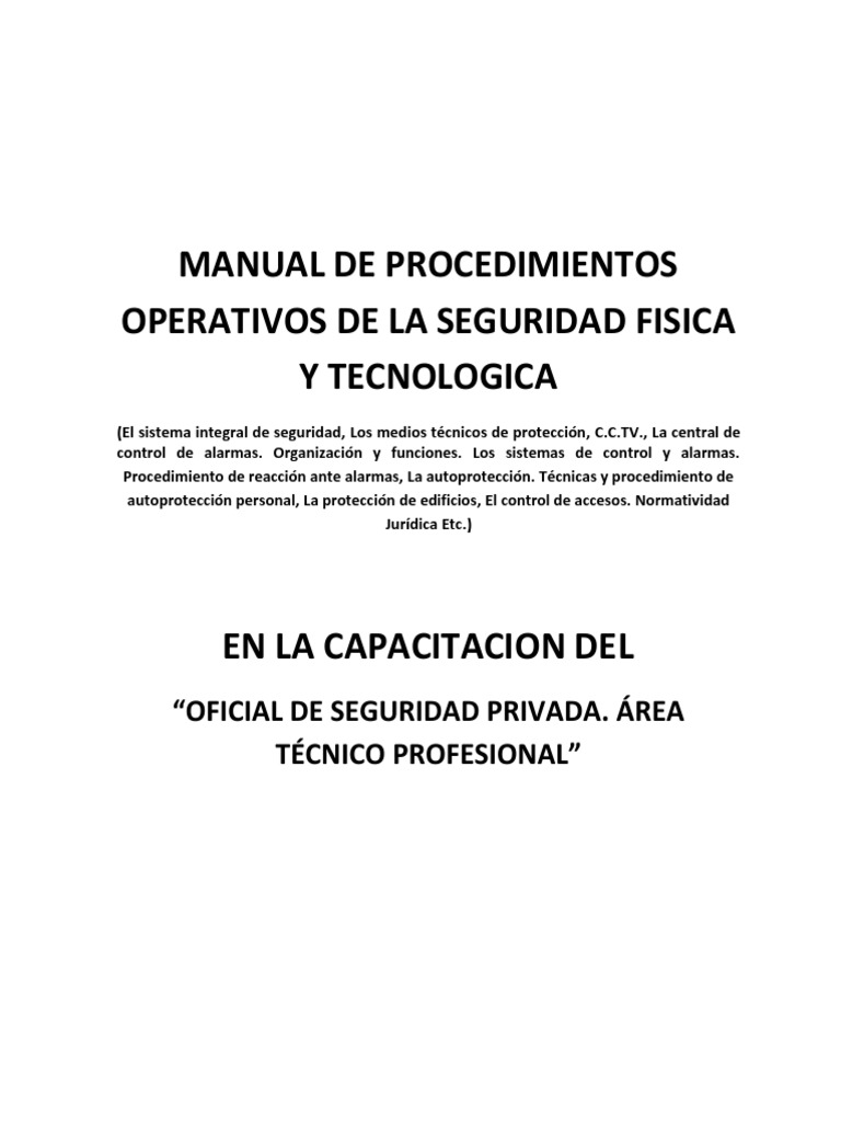 1.-Manual de Procedimientos de Seguridad Fisica | PDF | La seguridad informática | Seguridad
