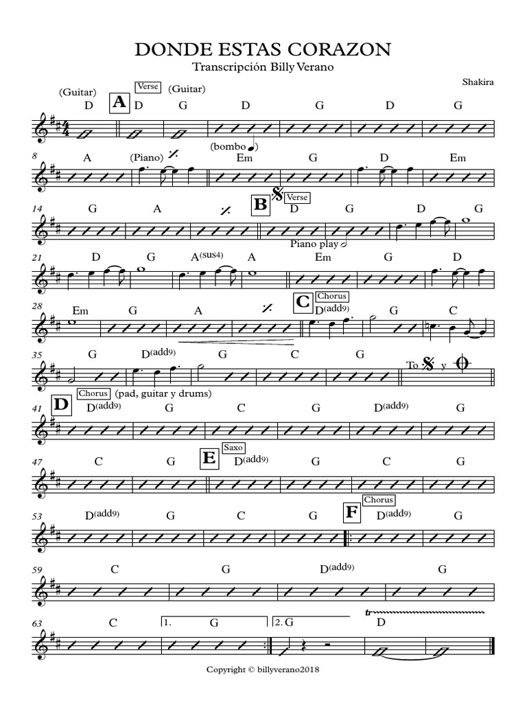 Donde Estas Corazon Partitura Completa | PDF
