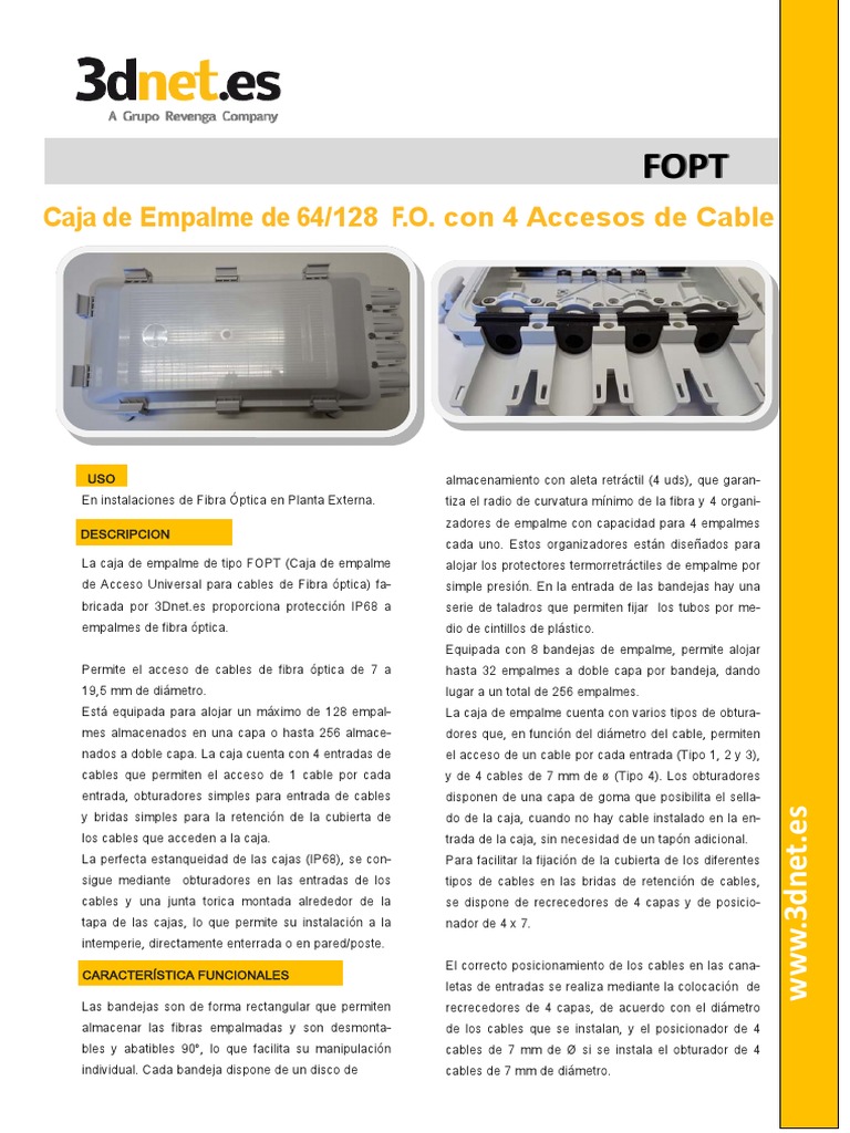 3dnet Fichas Tecnicas | PDF | Fibra óptica | Óptica