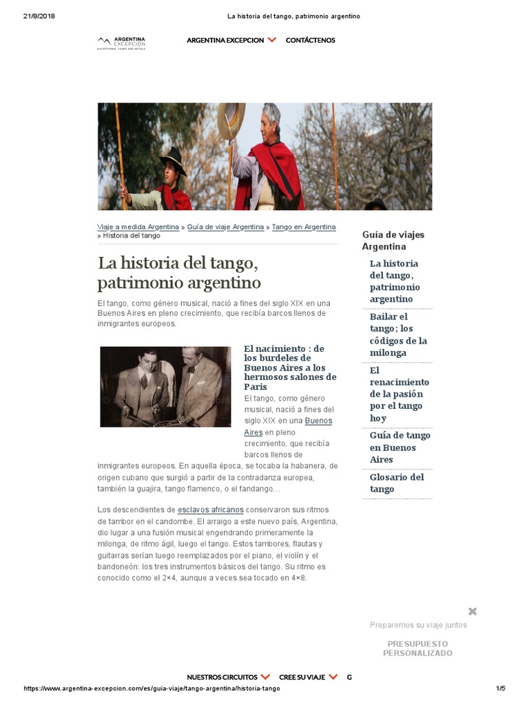 La Historia Del Tango, Patrimonio Argentino | PDF | Musica Tango ...