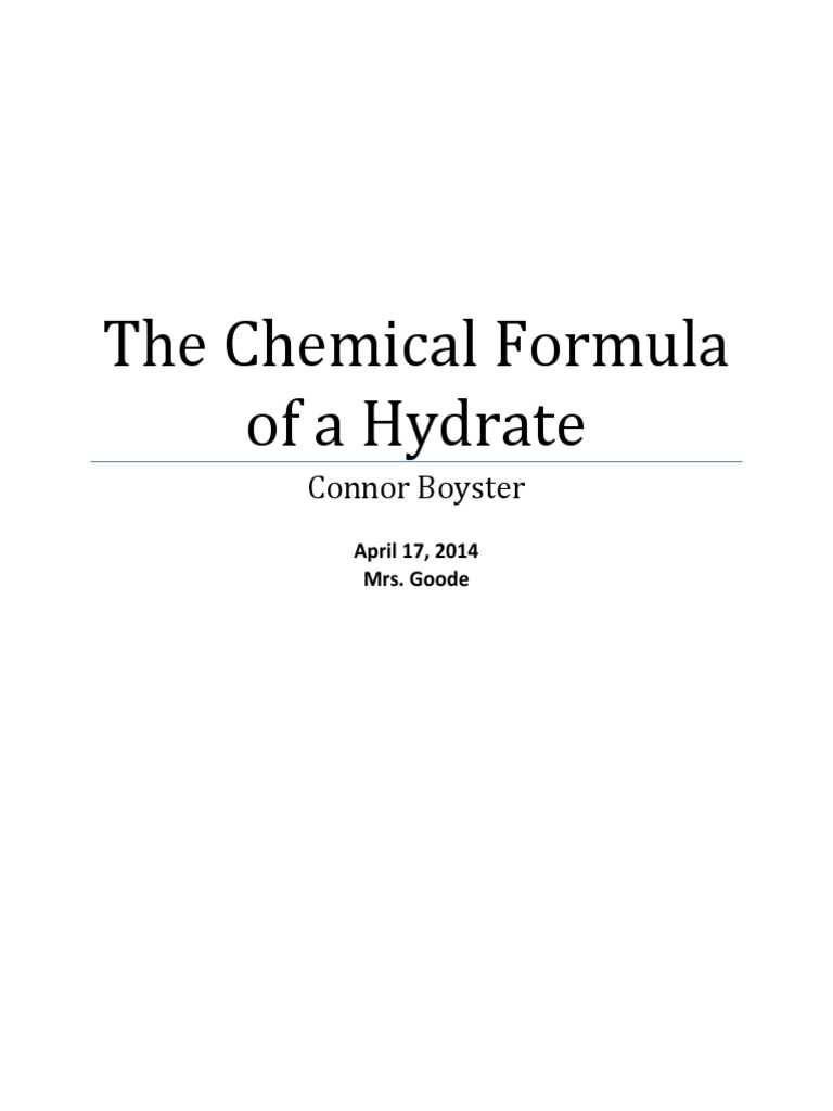 Chemical Formula of A Hydrate | PDF | Mole (Unit) | Physical Chemistry