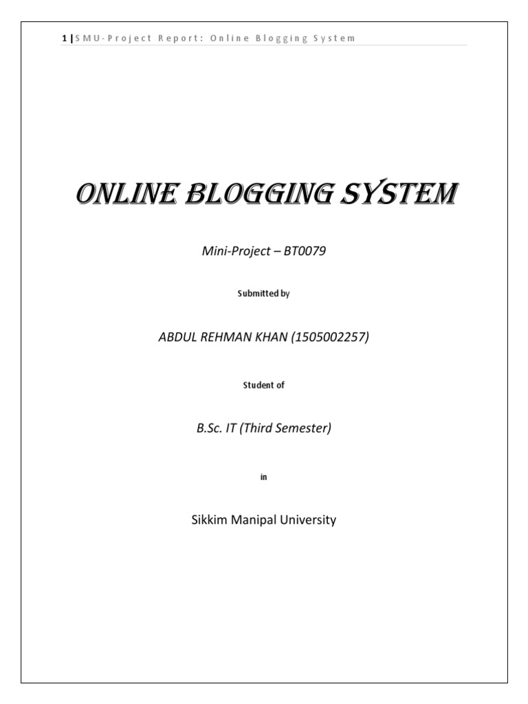 Online Blogging System Project Report | PDF | Php | Web Server