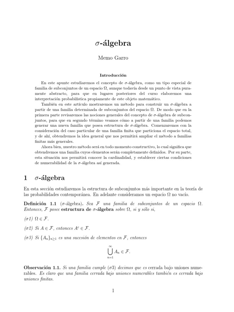 Sigma Algebra | PDF | Conjunto (Matemáticas) | Prueba matemática