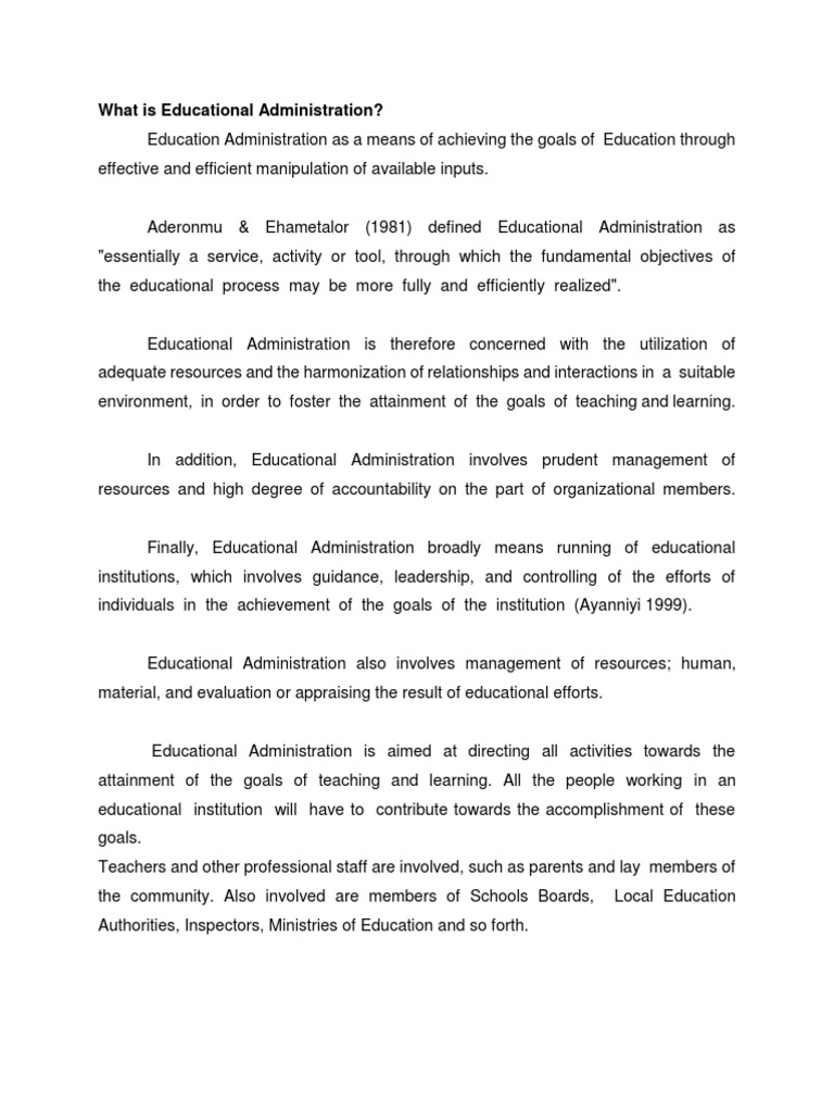 Understanding Educational Administration | PDF | Goal | Leadership
