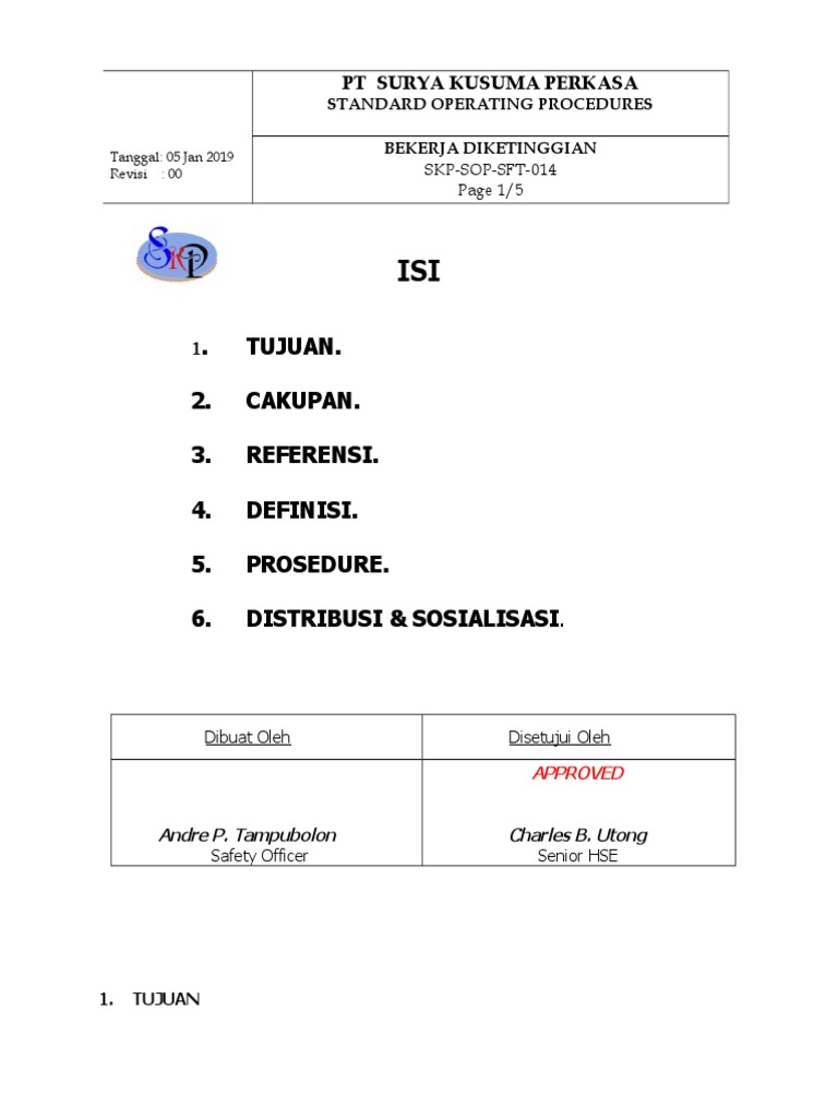 SOP Bekerja di Ketinggian | PDF