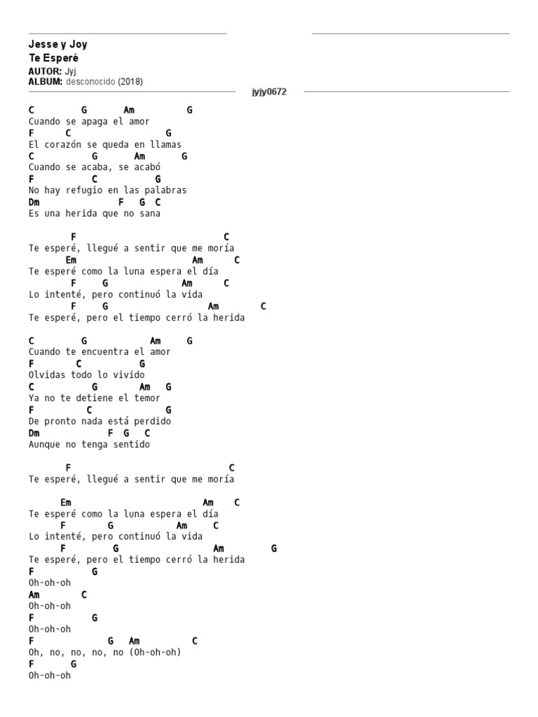 Jesse y Joy, Te Esperé_ Letra y Acordes | PDF | Música grabada | Álbumes
