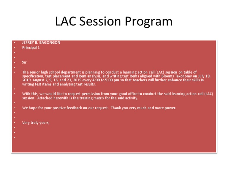 LAC Session Program | PDF
