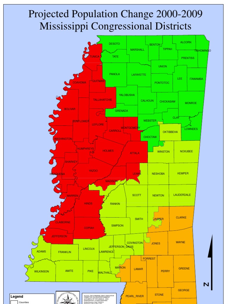 Projected Population Change 2000-2009 Mississippi Congressional ...