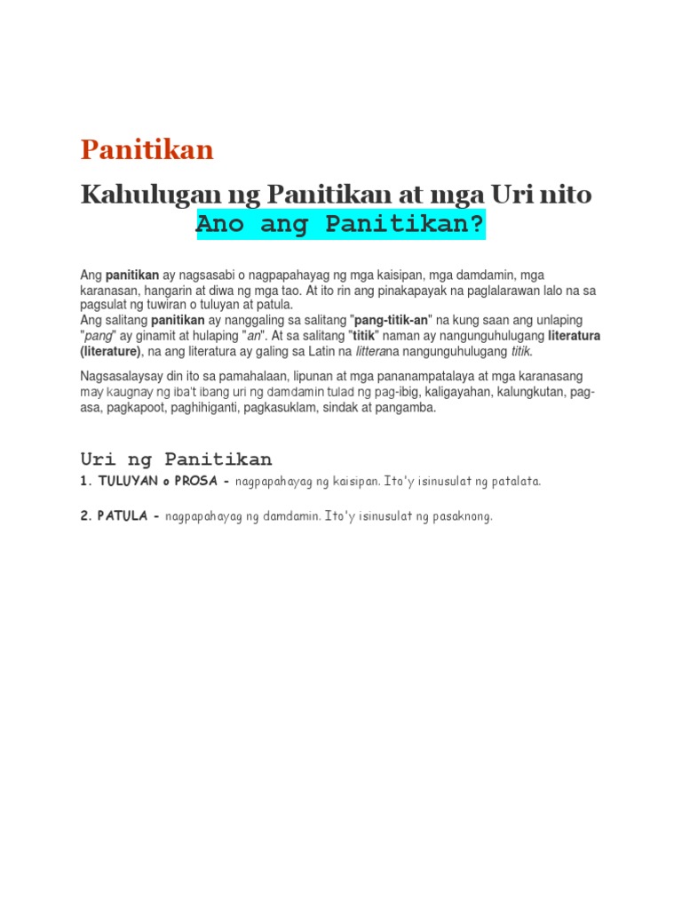 Panitikan | PDF