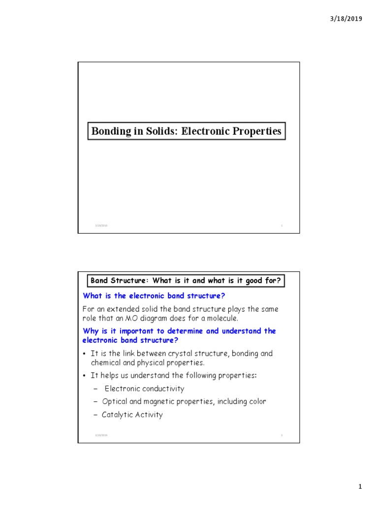 Lecture 1 - Electronic Properties of Solids | PDF | Semiconductors ...