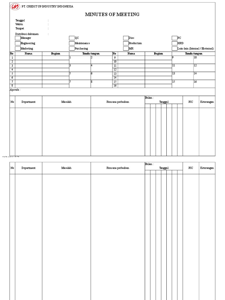 Form Notulen Meeting | PDF