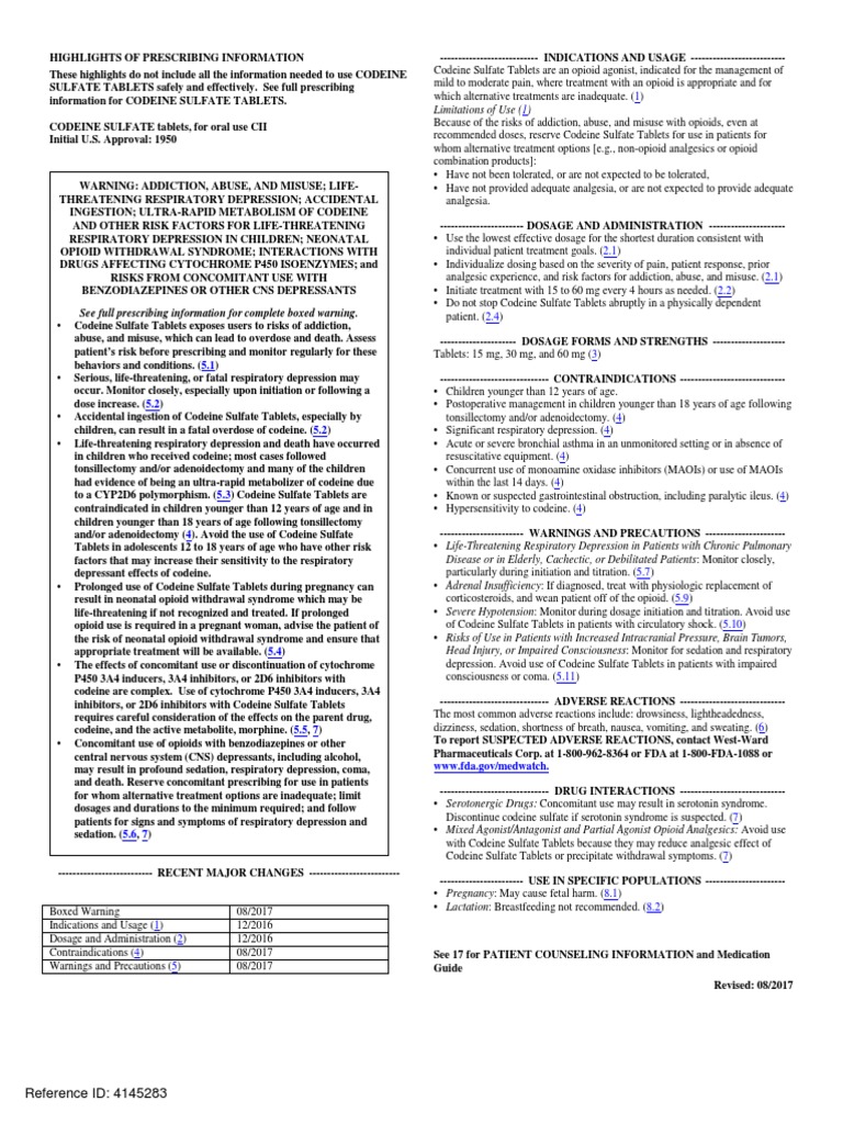 See Full Prescribing Information For Complete Boxed Warning | PDF | Opioid | Analgesic