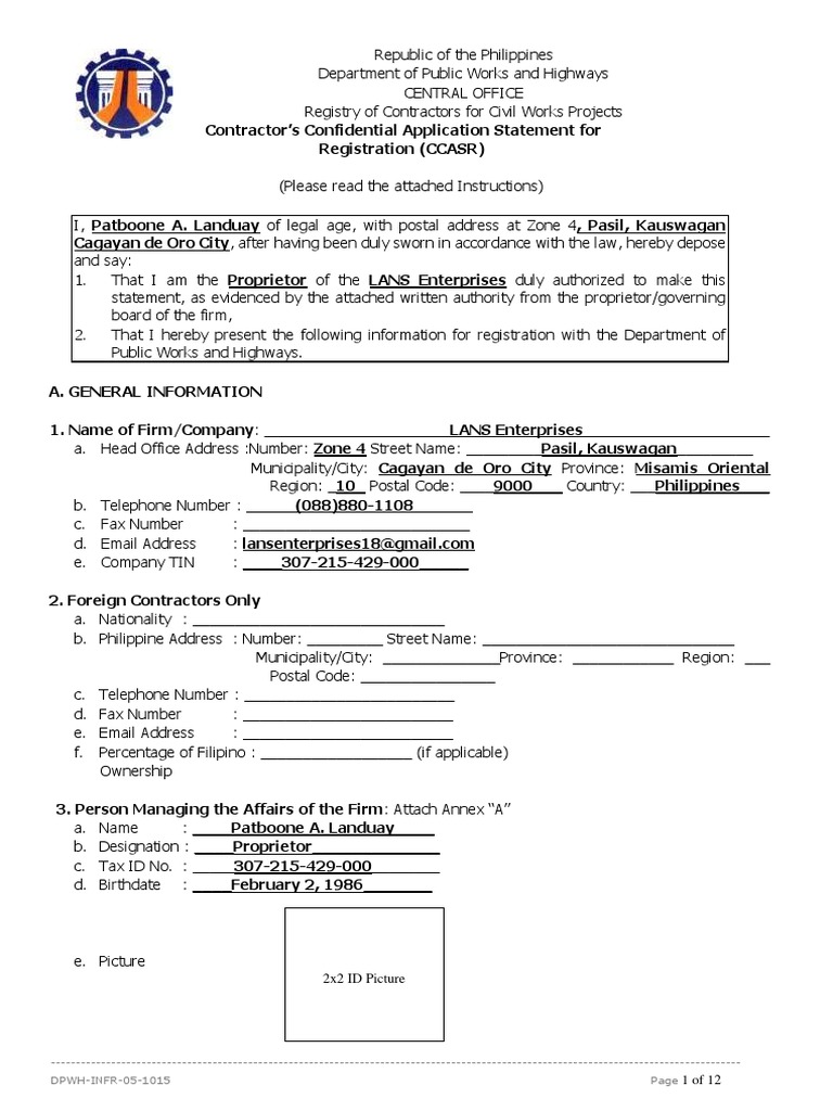 DPWH Infr 05ccasr | PDF | Road | Deep Foundation