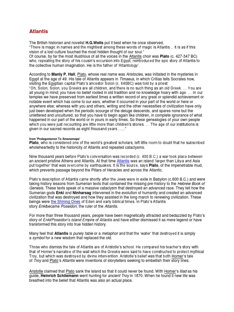 Plato's Lost Empire: An Analysis of Plato's Account of Atlantis and its ...