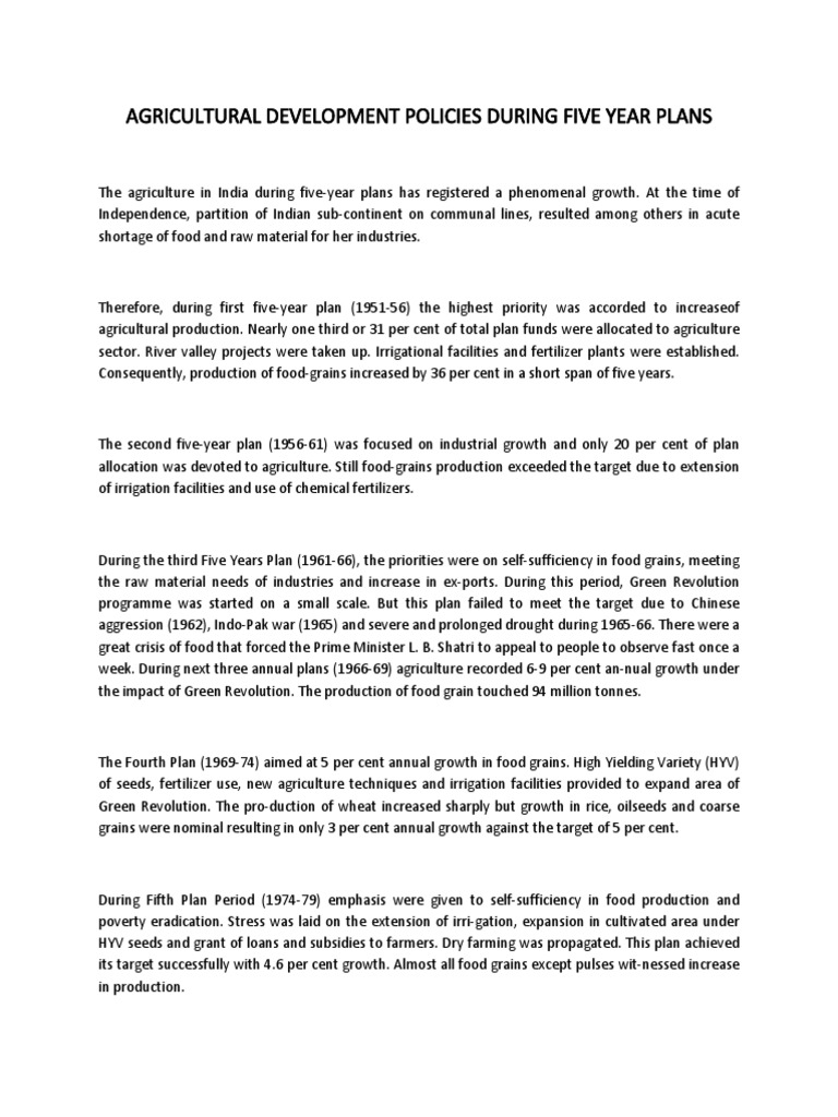 Evolution of Agricultural Development Policies and Growth in India ...