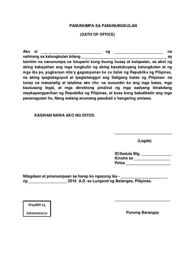 Panunumpa Sa Panunungkulan (SK) | PDF