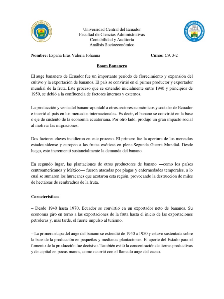 Boom Bananero Pdf Ecuador Agricultura